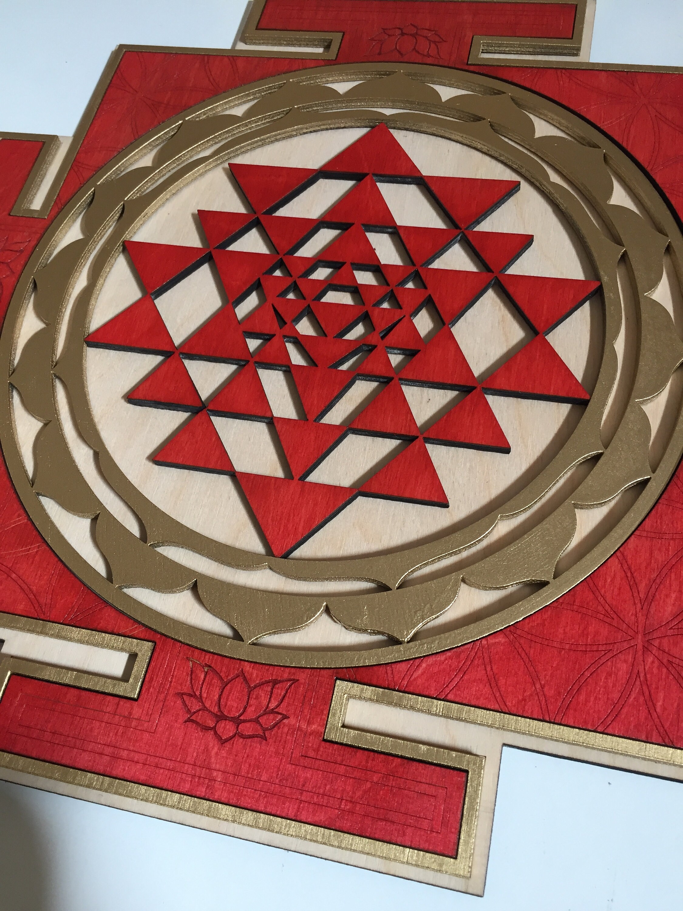 Red Sri Yantra Wall Art Laser Cut Sacred Geometry Sri - Etsy