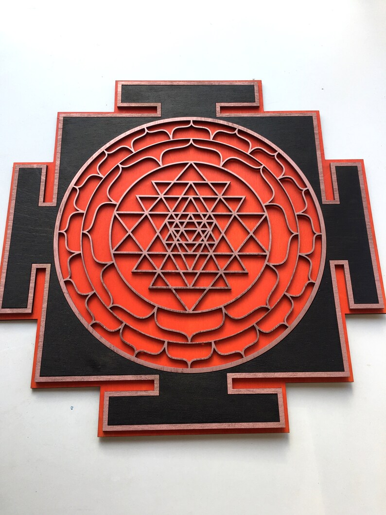 Orange Sri Yantra Wall Art Laser Cut Sacred Geometry Sri | Etsy
