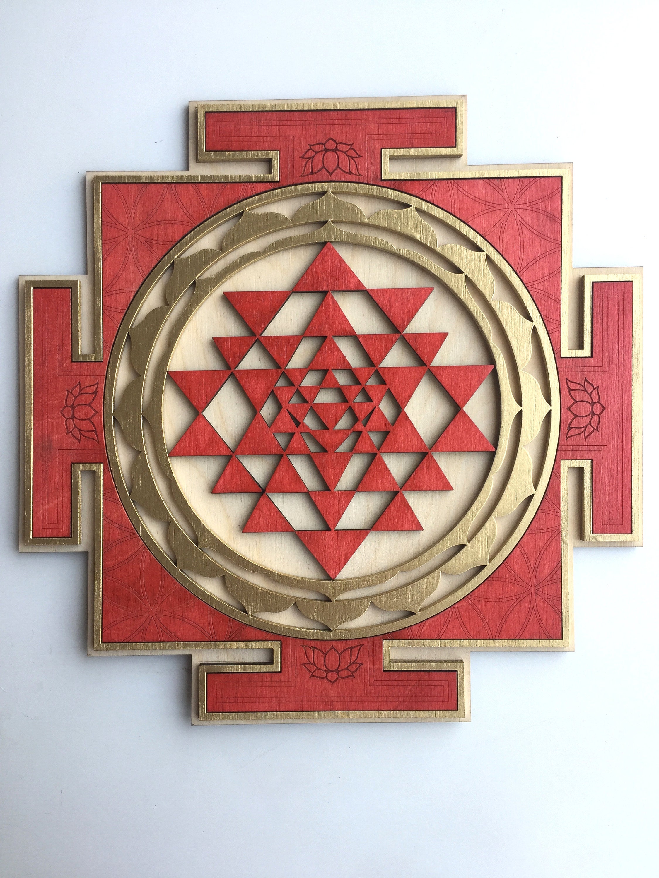 Red Sri Yantra Wall Art Laser Cut Sacred Geometry Sri - Etsy