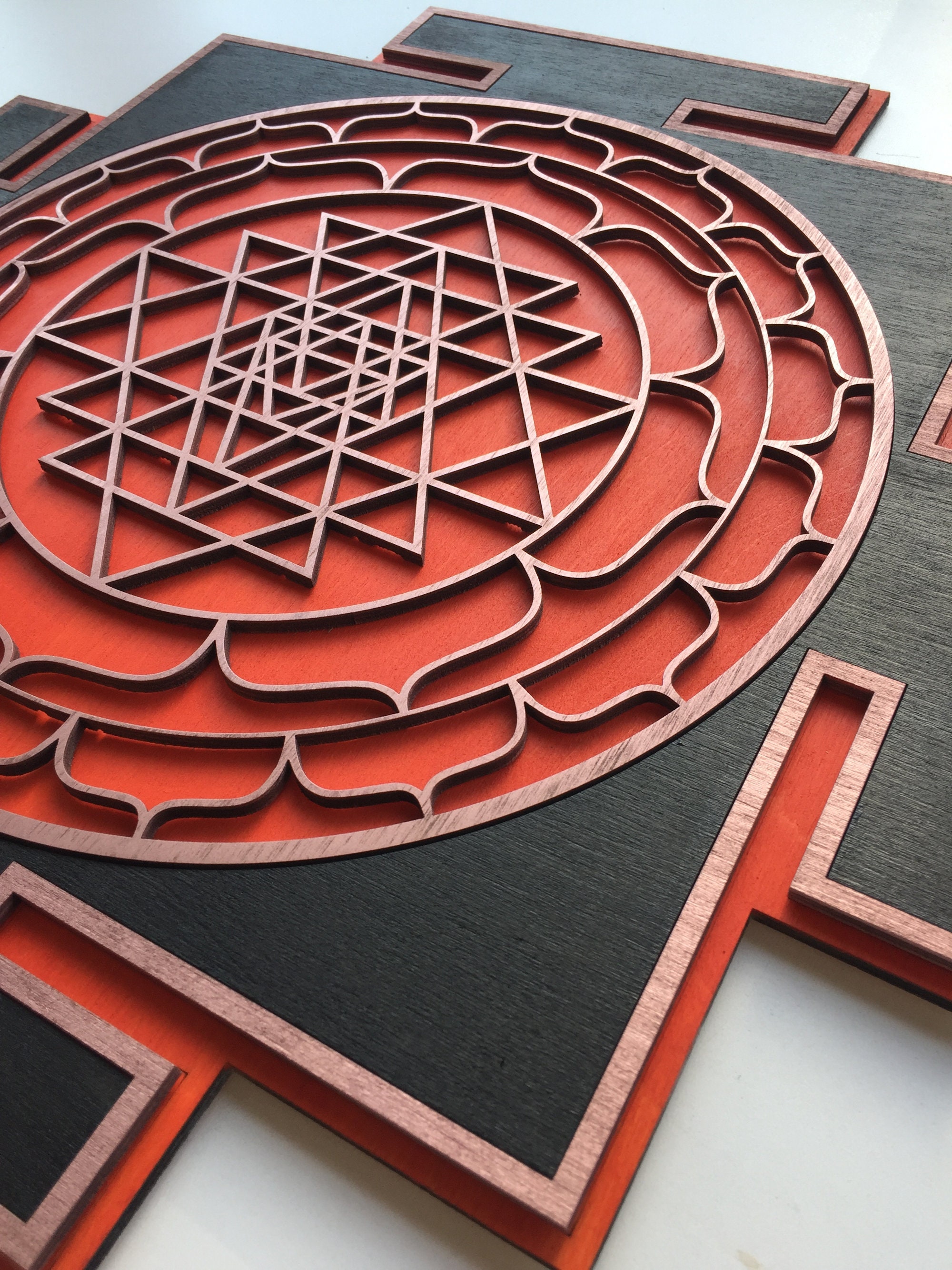 Orange Sri Yantra Wall Art Laser Cut Sacred Geometry Sri | Etsy