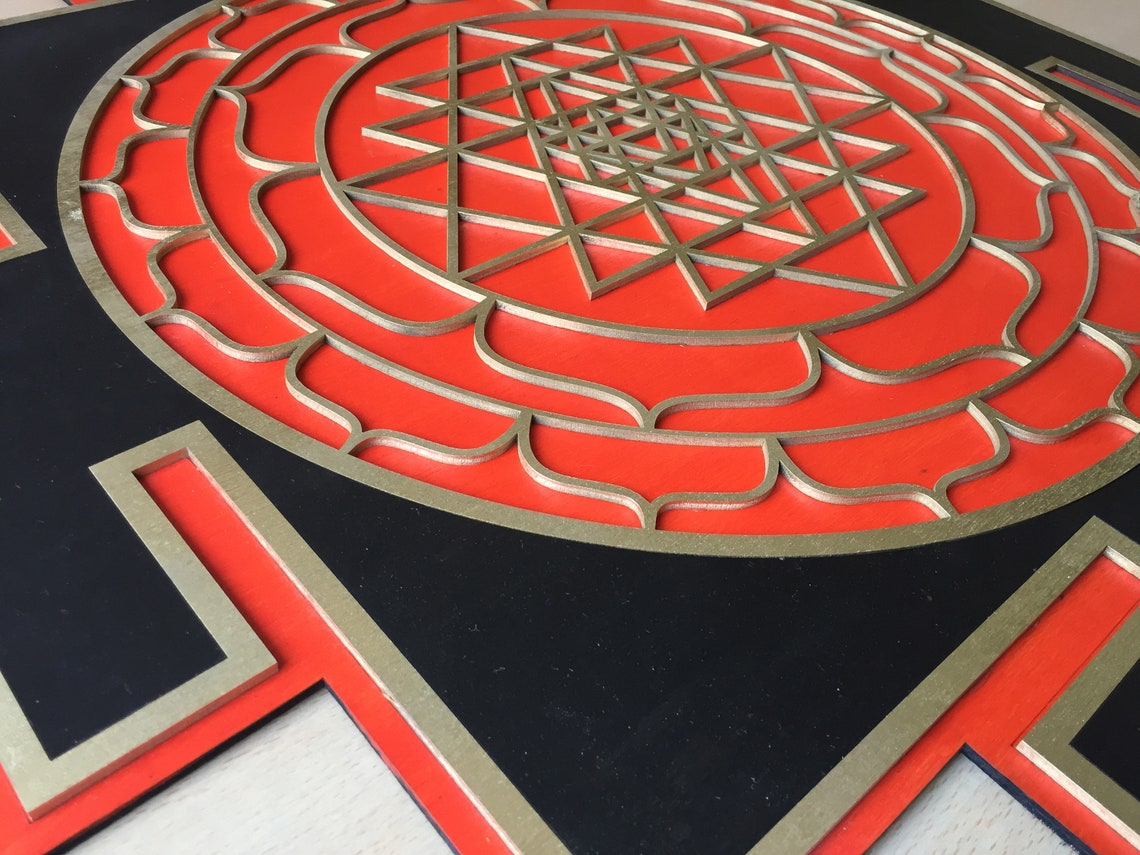 Orange Sri Yantra Wall Art Laser Cut Sacred Geometry Sri - Etsy