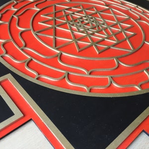 Orange Sri Yantra Wall Art , Laser Cut, Sacred Geometry, Sri Chakra ...