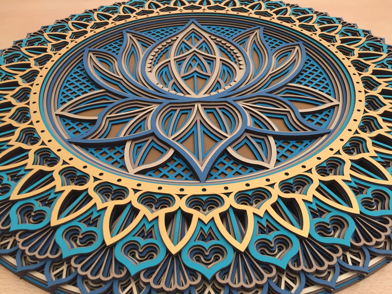 Lotus Flower Mandala Colored Mandala Multilayer Mandala - Etsy