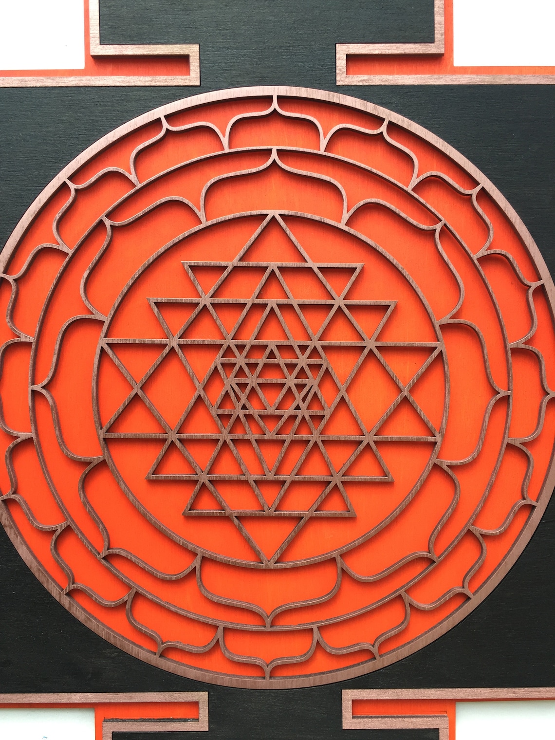 Orange Sri Yantra Wall Art Laser Cut Sacred Geometry Sri | Etsy