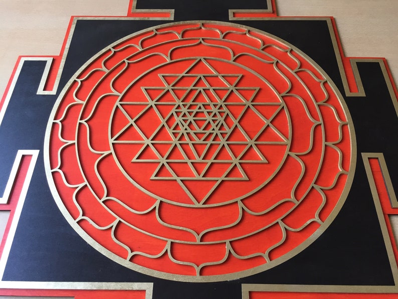 Orange Sri Yantra Wall Art Laser Cut Sacred Geometry Sri - Etsy