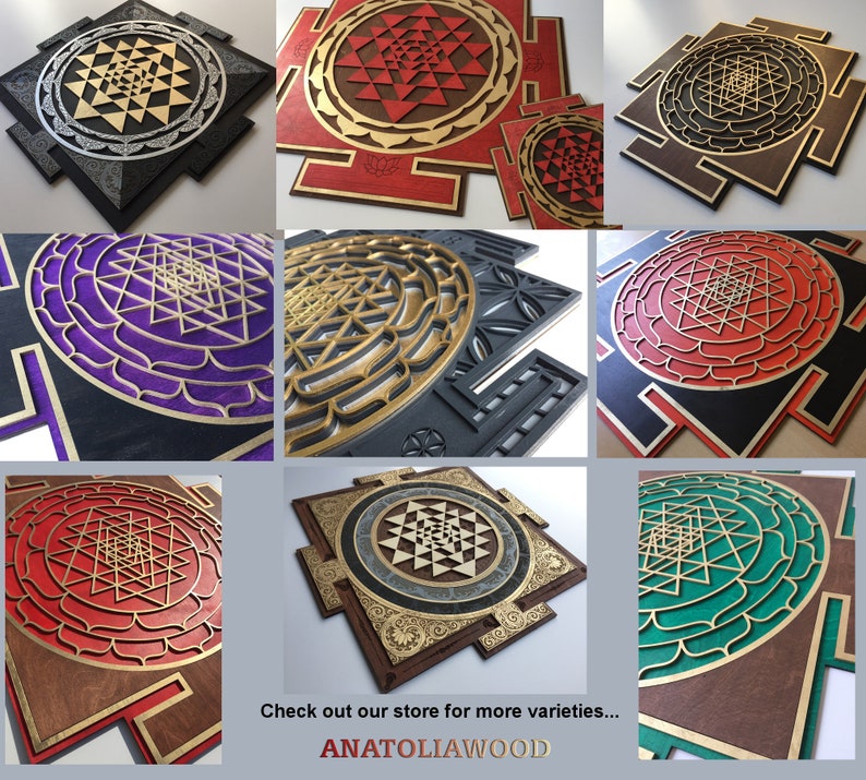 Arte mural Sri Yantra, madera cortada a láser, decoración de geometría ...