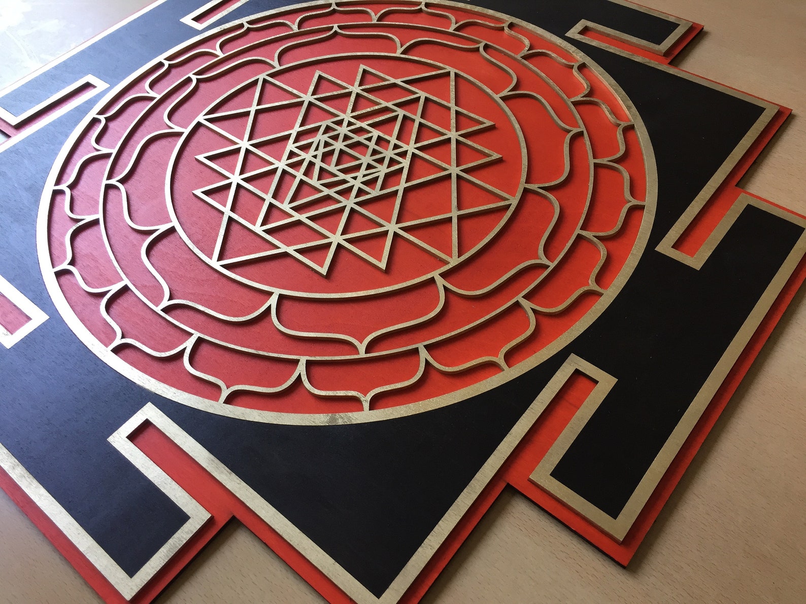Orange Sri Yantra Wall Art Laser Cut Sacred Geometry Sri - Etsy