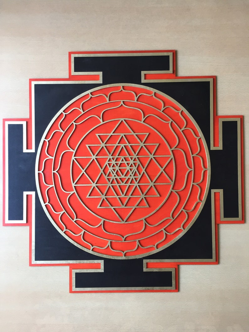 Orange Sri Yantra Wall Art Laser Cut Sacred Geometry Sri - Etsy