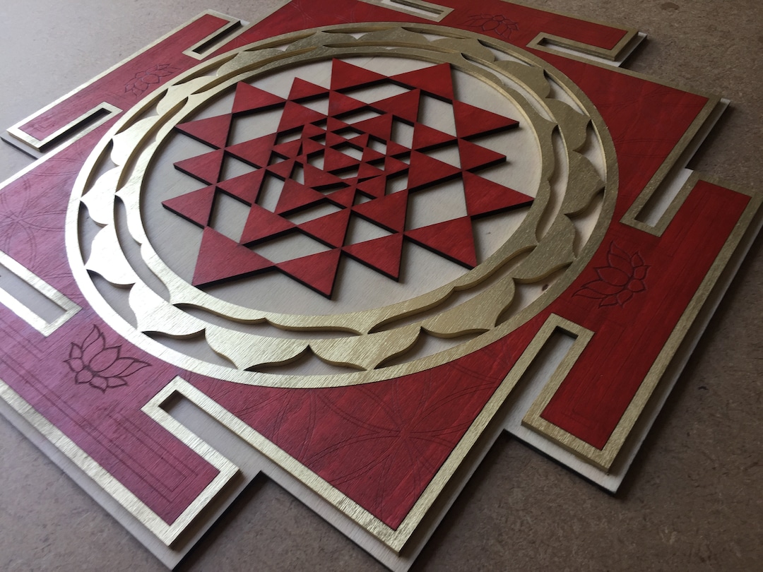Red Sri Yantra Wall Art , Laser Cut, Sacred Geometry, Sri Chakra, Shree ...