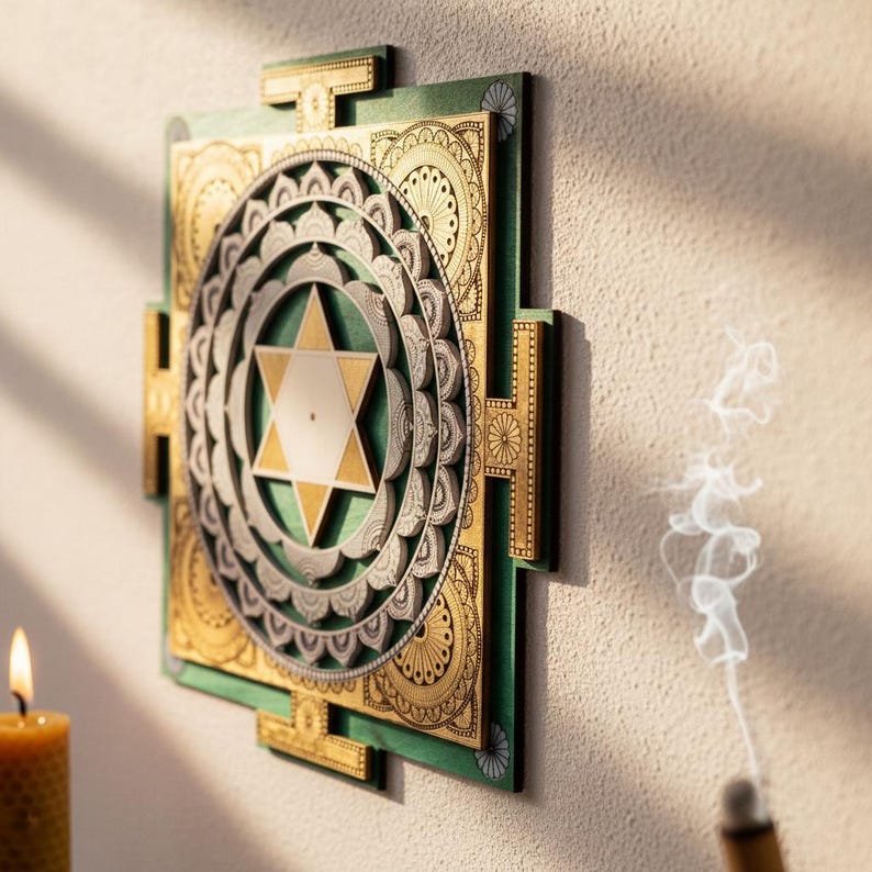 Kuber Yantra Wall Art, Sacred Geometry Prosperity Symbol, Yantra ...