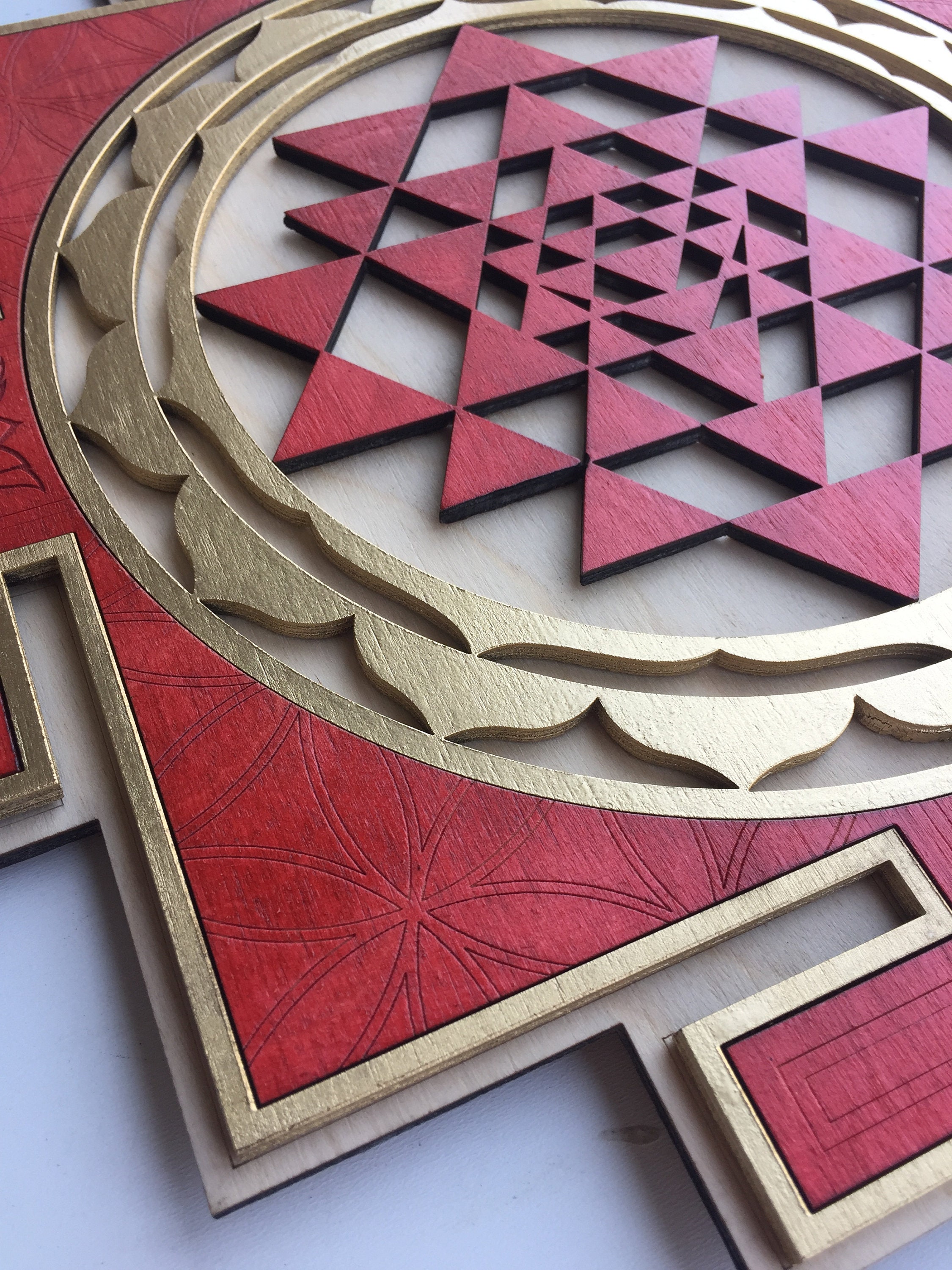 Red Sri Yantra Wall Art Laser Cut Sacred Geometry Sri - Etsy