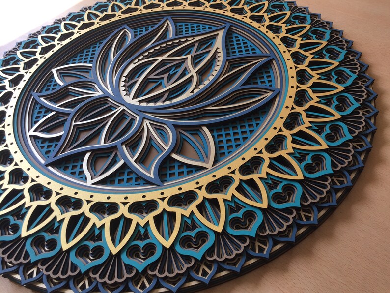 Lotus Flower Mandala Colored Mandala Multilayer Mandala - Etsy