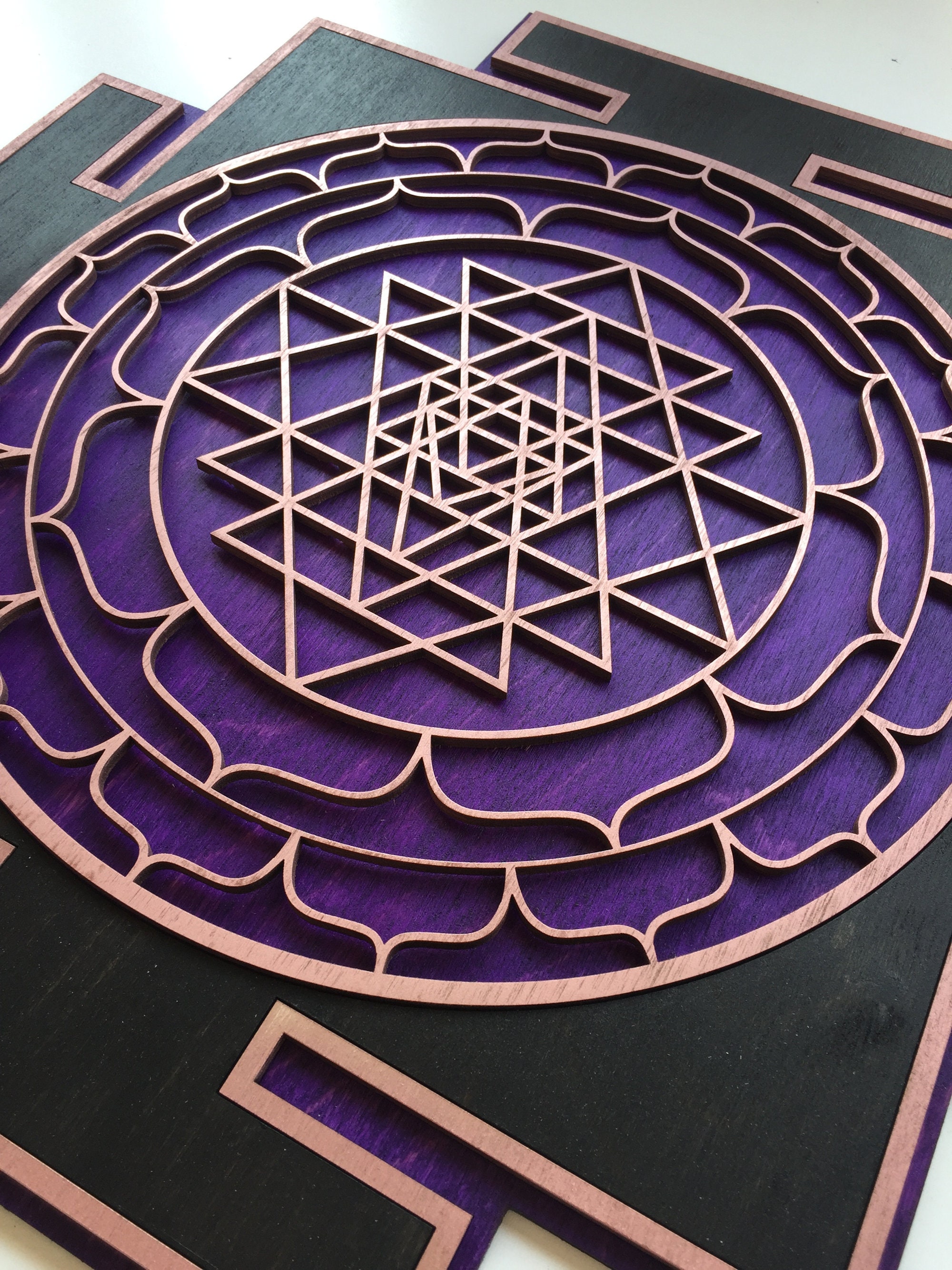 Purple Sri Yantra Wall Art, Laser Cut Sacred Geometry Decor - Etsy