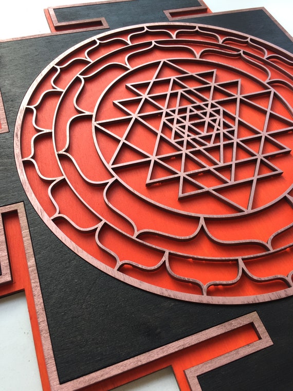 Orange Sri Yantra Wall Art Laser Cut Sacred Geometry Sri | Etsy