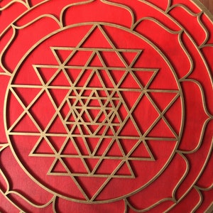 Red Sri Yantra Wall Art Laser Cut Sacred Geometry Meditation Symbol Sri ...