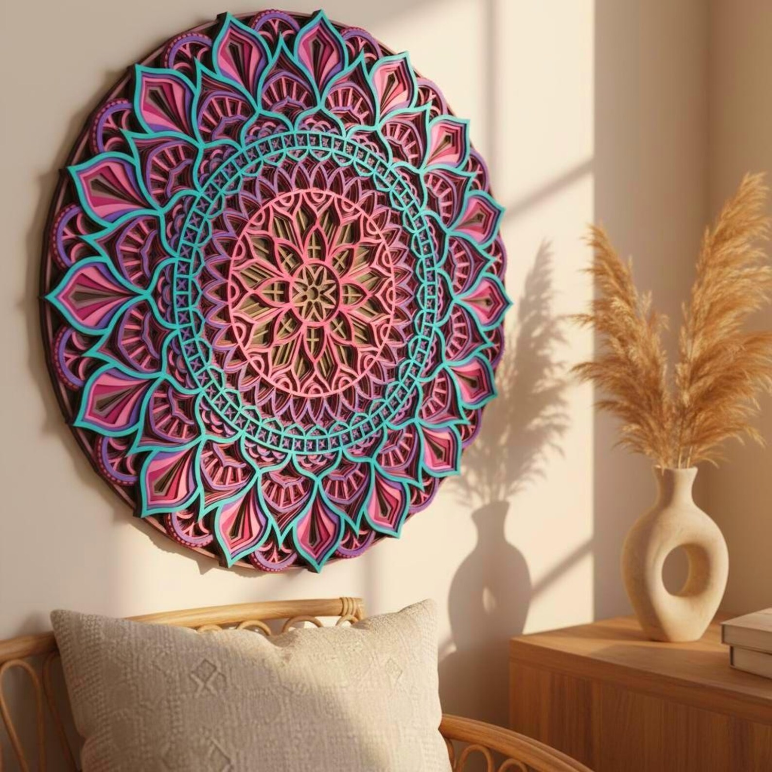 Layered Wood Mandala Wall Art – Colorful Spiritual Decor - Etsy