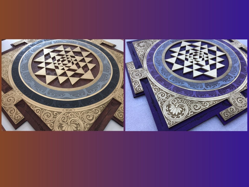 Arte mural Sri Yantra, madera cortada a láser, decoración de geometría ...