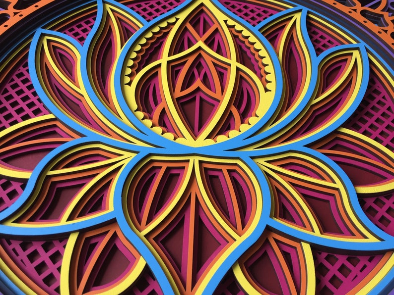 Lotus Flower Mandala Colored Mandala Multilayer Mandala - Etsy