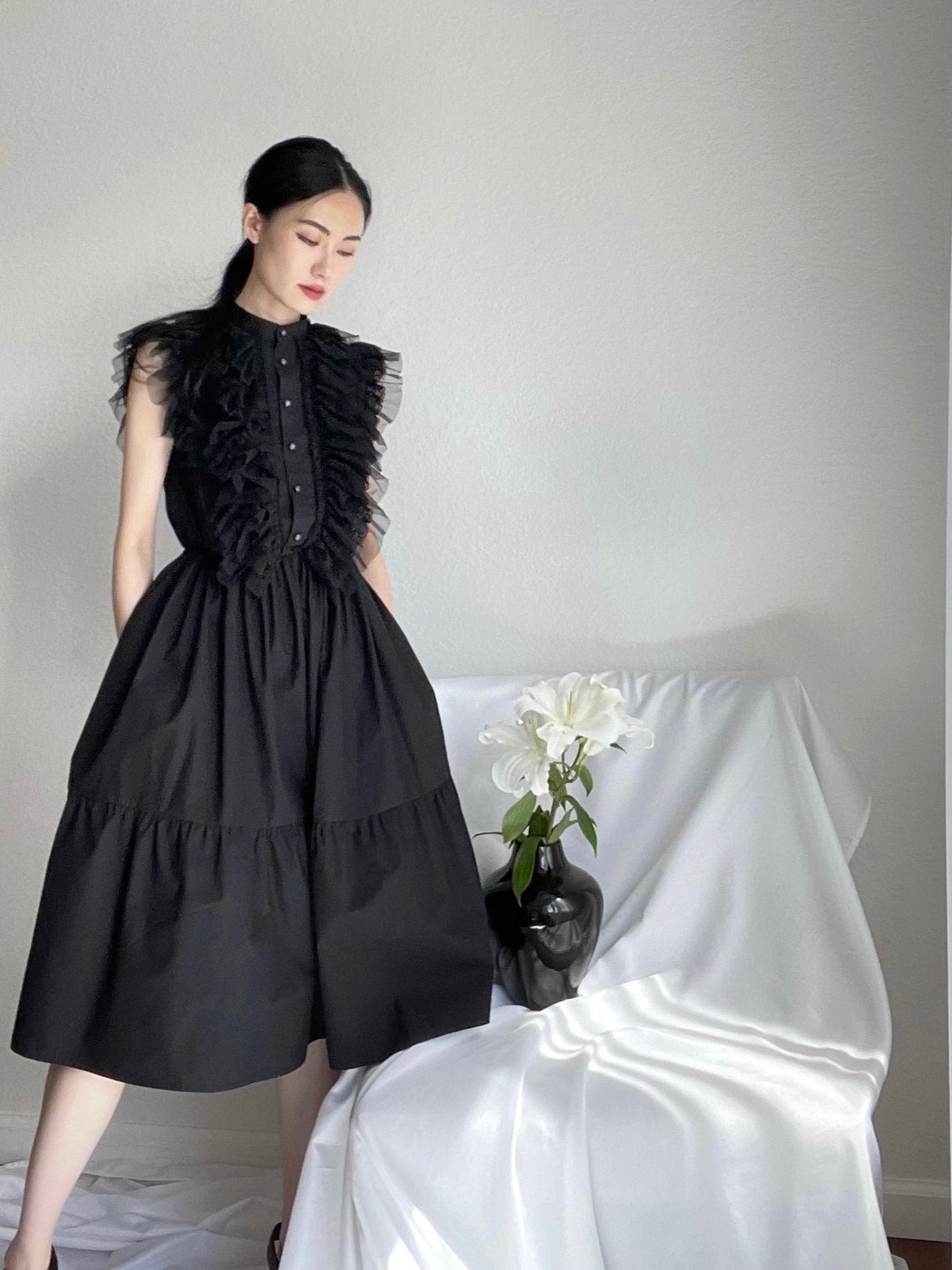 Classic Tiered Dress With Lace Details / A-line Dress With - Etsy