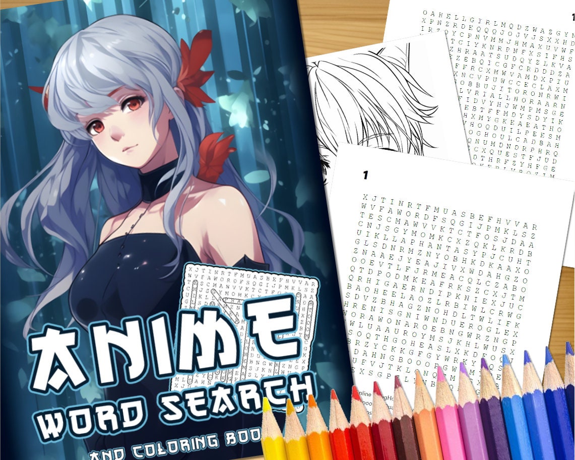 Anime Word Search Puzzle and Coloring Book Pages Adult - Etsy Portugal