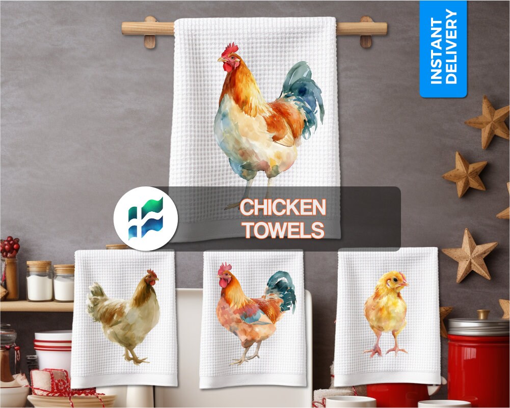 Chicken Kitchen Towels PNG Cute Farm Chickens Kitchen Tea Hand Towels ...