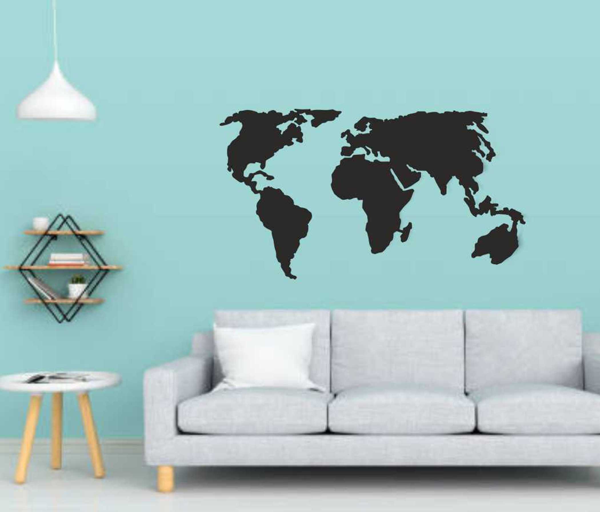 Carte du Monde Murale en Bois Noir Décoration Mappemonde au design ...