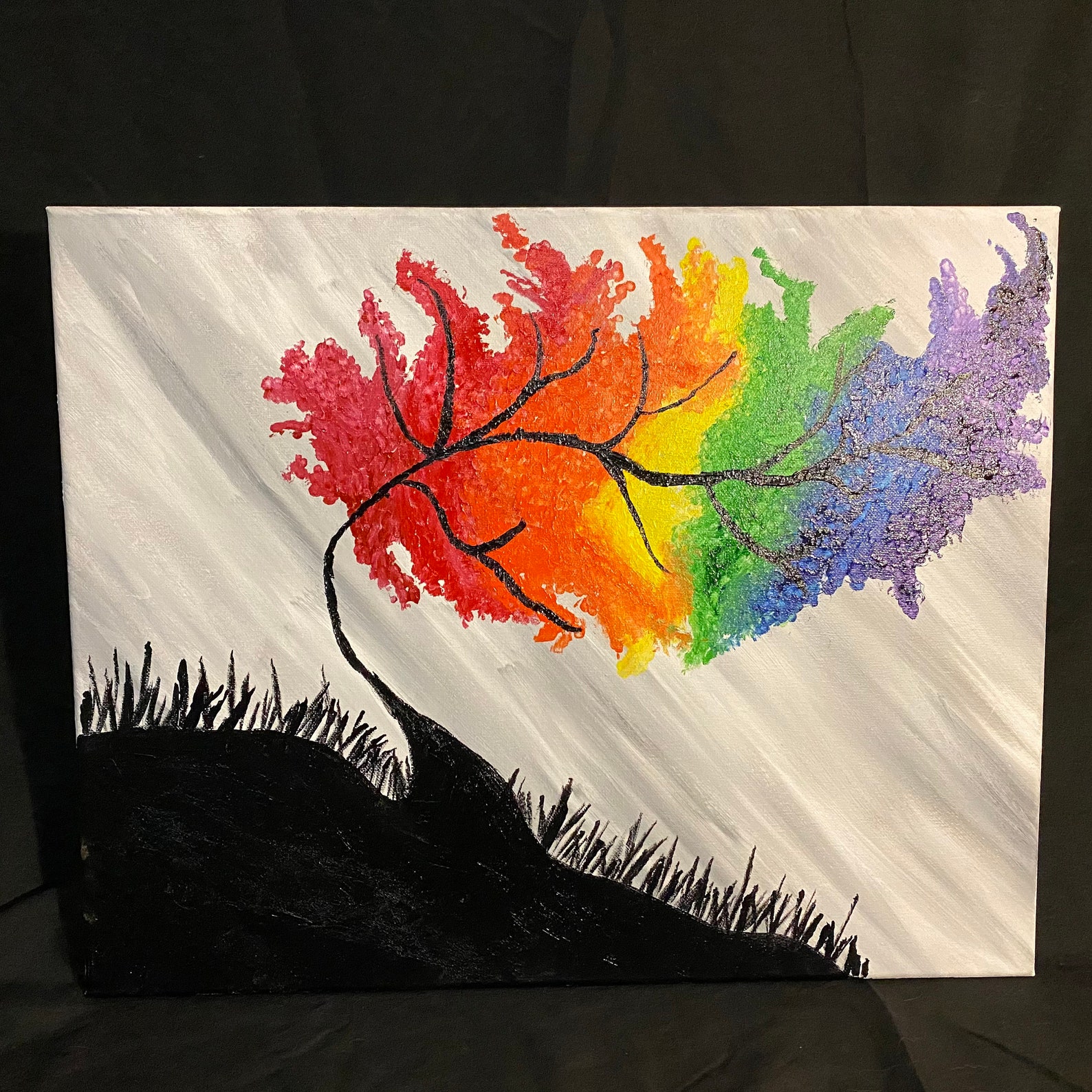 Acrylic Rainbow Tree Painting | Etsy