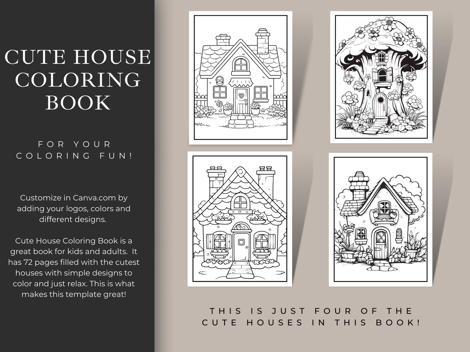 Cute House Coloring Book KDP Template KDP Coloring Book - Etsy
