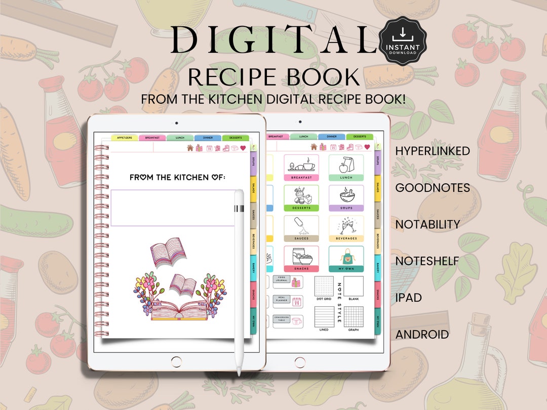 Digital Recipe Book: Food Journal, Meal Planner (for Goodnotes ...