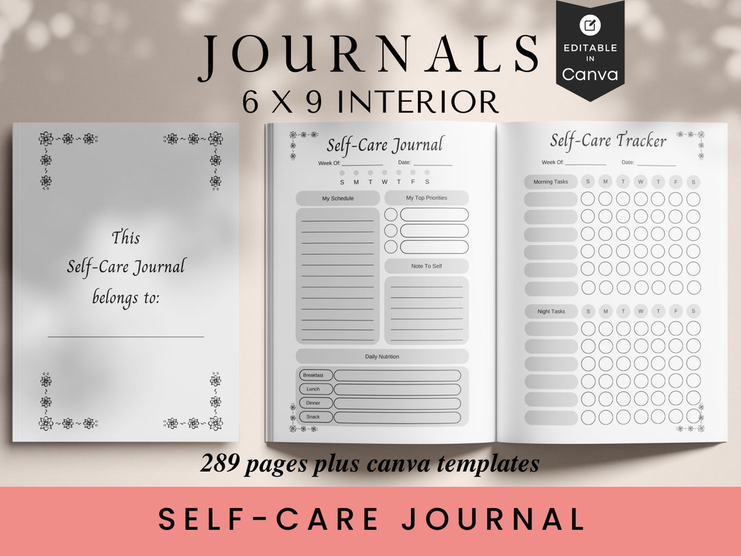 Self Care Journal, 6x9, KDP Template, Low Content Books, Amazon KDP ...