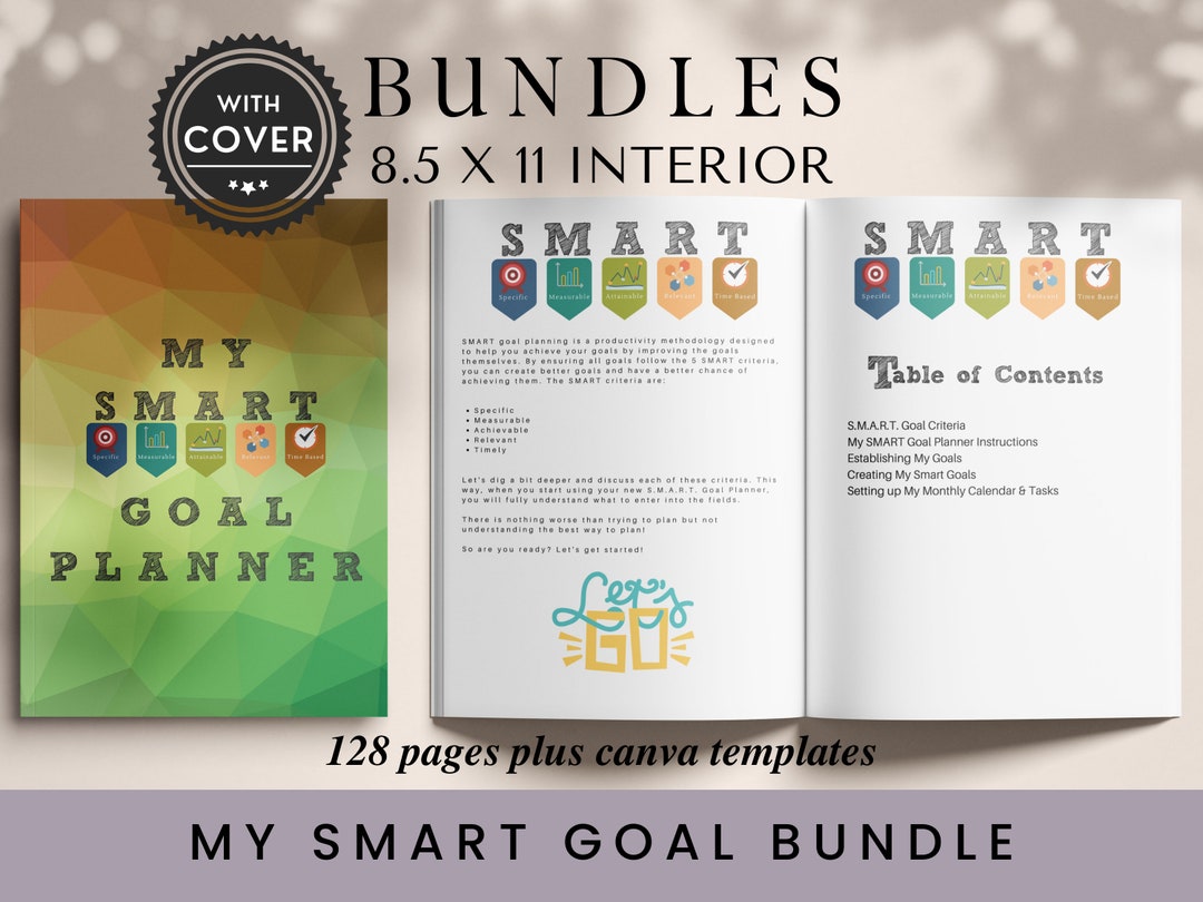 SMART Goal Planner Bundle: 8.5x11 KDP Interior, Canva Template - Etsy