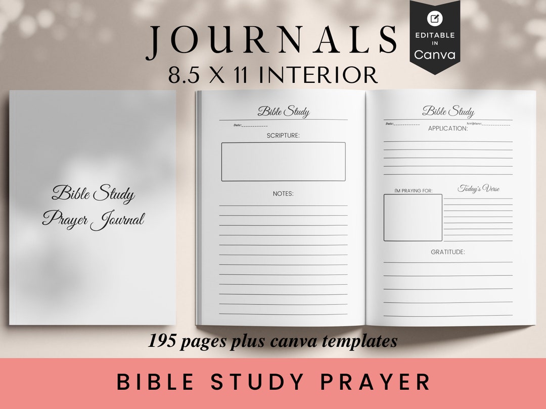 Bible Study Prayer Journal, 8.5x11, KDP Template, Canva Editable ...