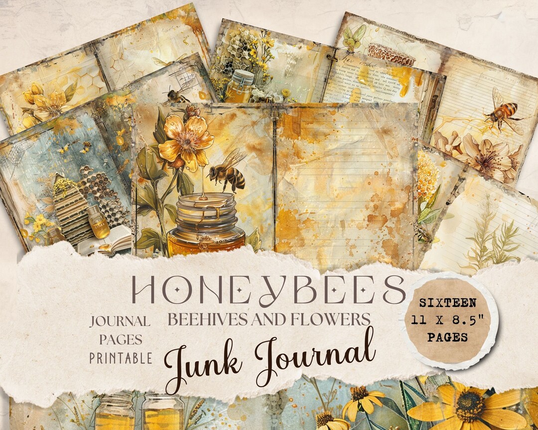 Honey Bees Junk Journal Pages, Vintage Bee Junk Journal Kit, Junk ...