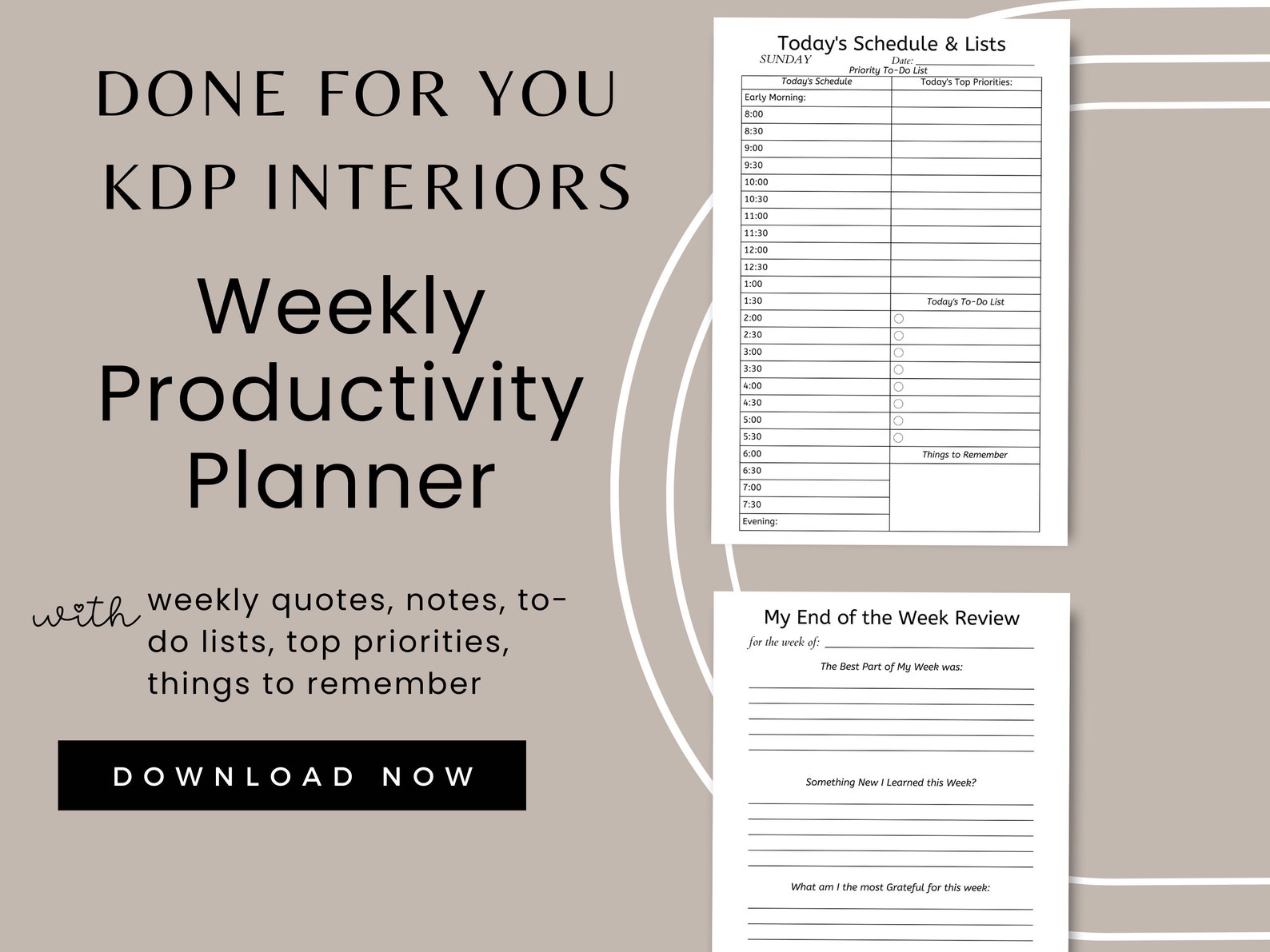 Weekly Productivity Planner Bundle 6x9 8.5x11 KDP Template - Etsy