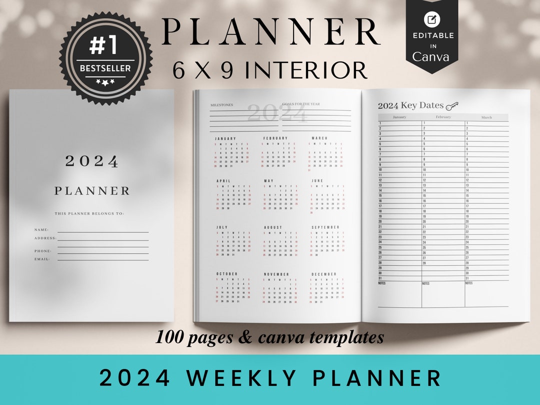 2024 Weekly Planner Dated, 6x9, KDP Template, KDP Interior, Amazon KDP ...