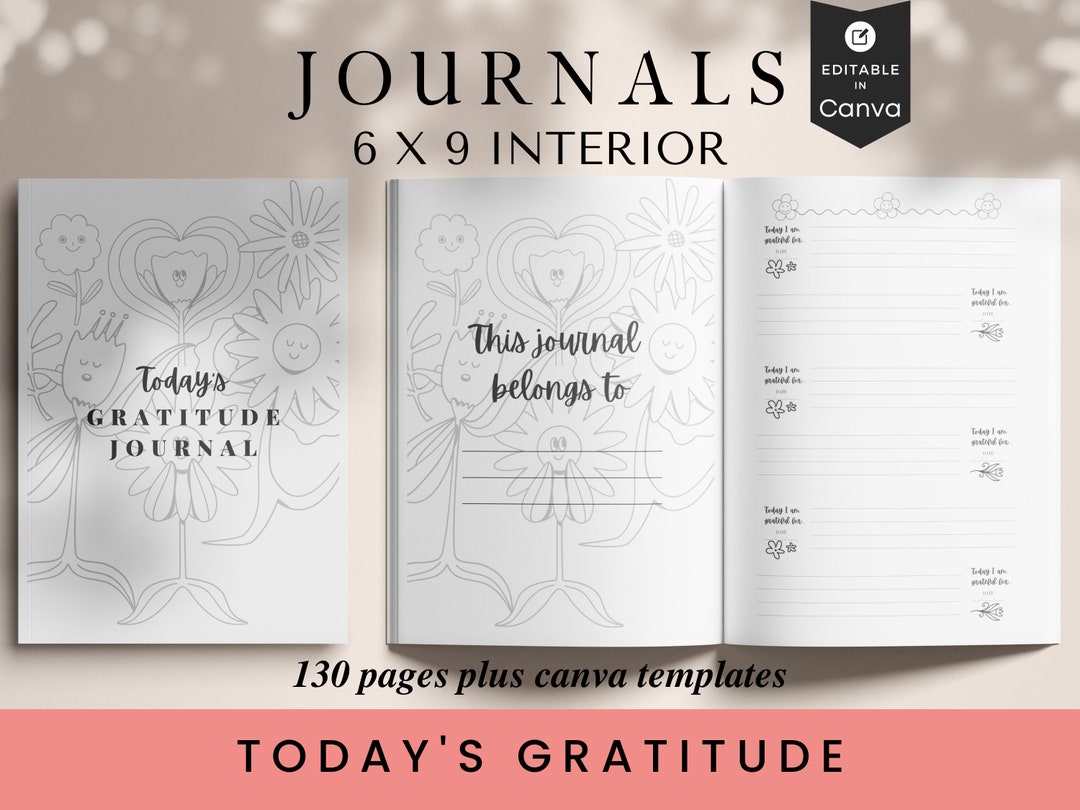 Gratitude Journal Template: 6x9 KDP Interior, Canva Editable - Etsy