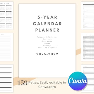 2025-2029 5-year Planner Template, 8.5x11, KDP Interior, Long Term ...