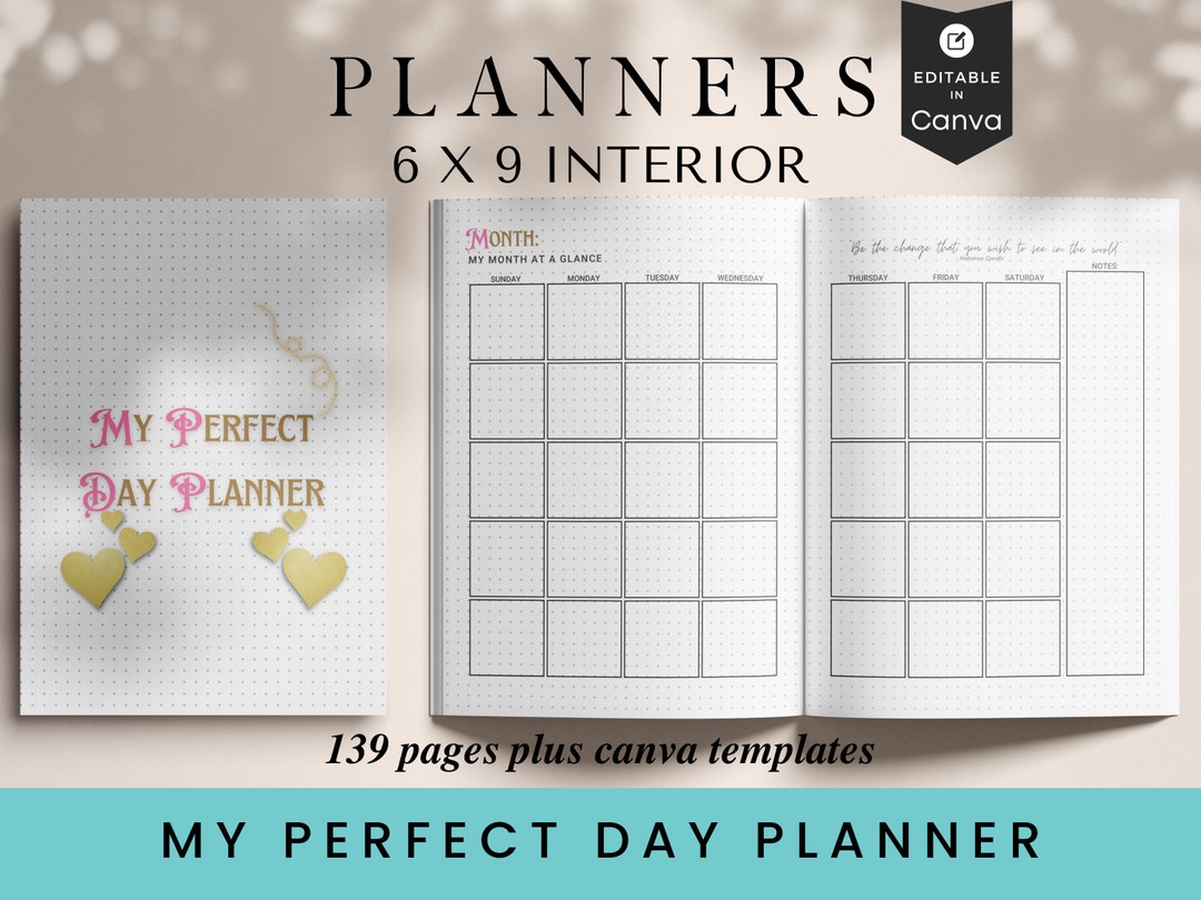 My Perfect Day Planner, 6x9, KDP Template, KDP Interior, Editable ...