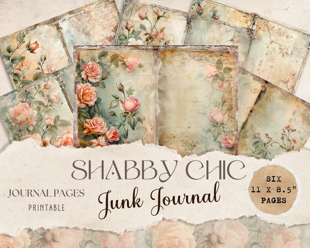 Shabby Chic Junk Journal Digital Paper, Garden Junk Journal, Flower ...