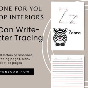 Preschool Letter Tracing, KDP Interiors Plus Book Cover, Editable ...