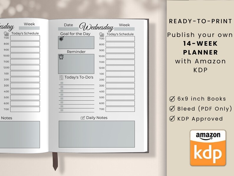 14-week Planner, 6x9, KDP Template, Also for Digital and Printable ...