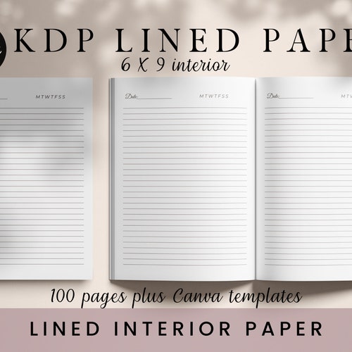 Lined Interior Paper 6x9 Kdp Lined Paper Digital Planner Etsy