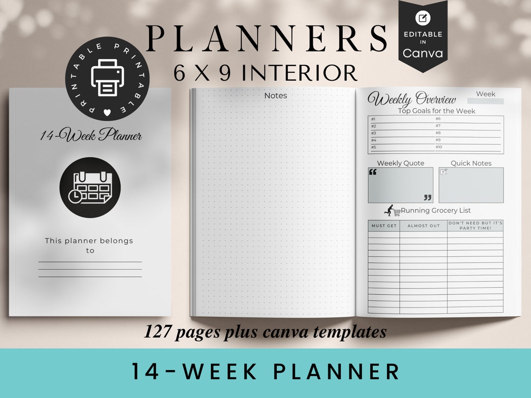 14-week Planner, 6x9, KDP Template, Also for Digital and Printable ...