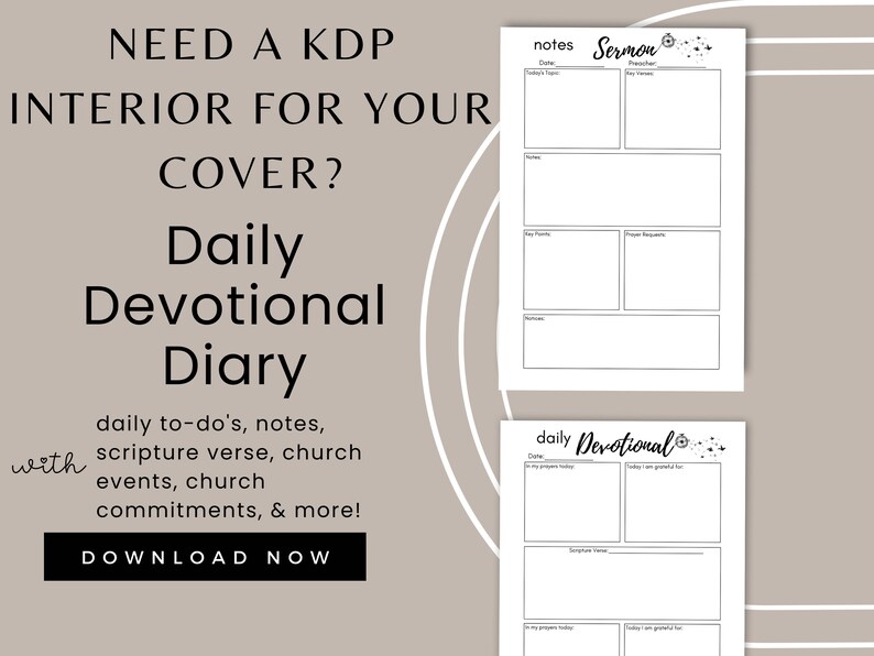 Daily Devotional Diary Cover 6x9 KDP Cover KDP Template - Etsy