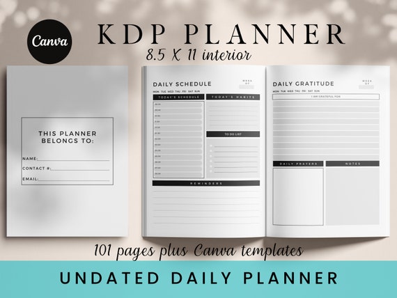 Undated Daily Planner 8.5x11 KDP Template KDP Interior - Etsy