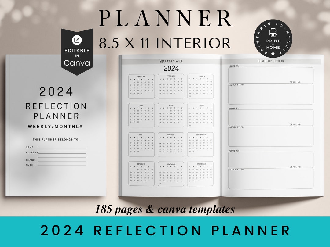 2024 Reflection Planner, Dated, 8.5x11, KDP Template, KDP Interior ...