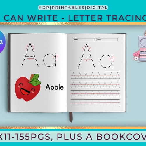 Preschool Letter Tracing KDP Interiors Plus Book Cover - Etsy