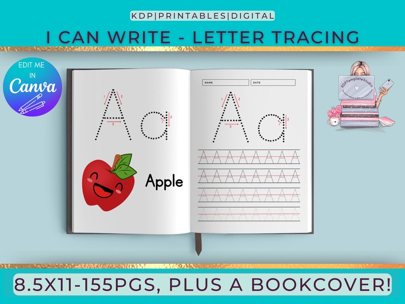 Preschool Letter Tracing KDP Interiors Plus Book Cover - Etsy