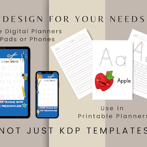 Preschool Letter Tracing, KDP Interiors Plus Book Cover, Editable ...