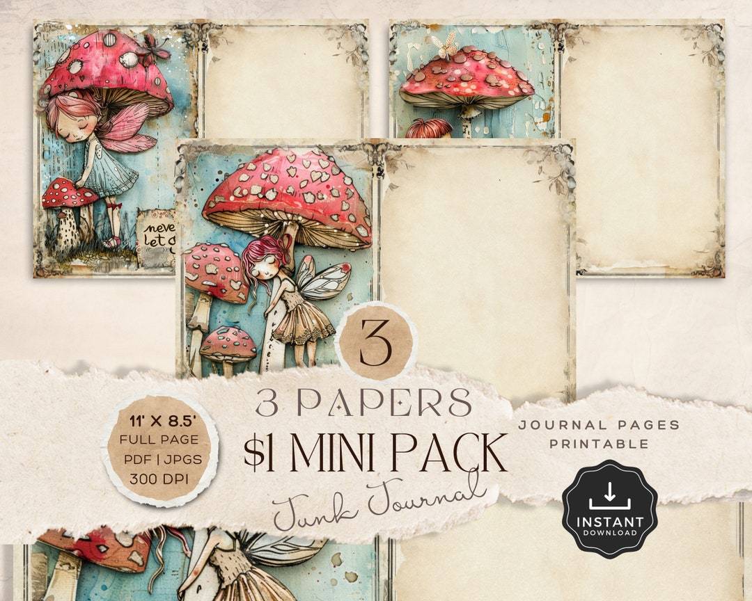 One Dollar Mini Paper Pack Junk Journal, Whimsical Junk Journal, Fairy ...